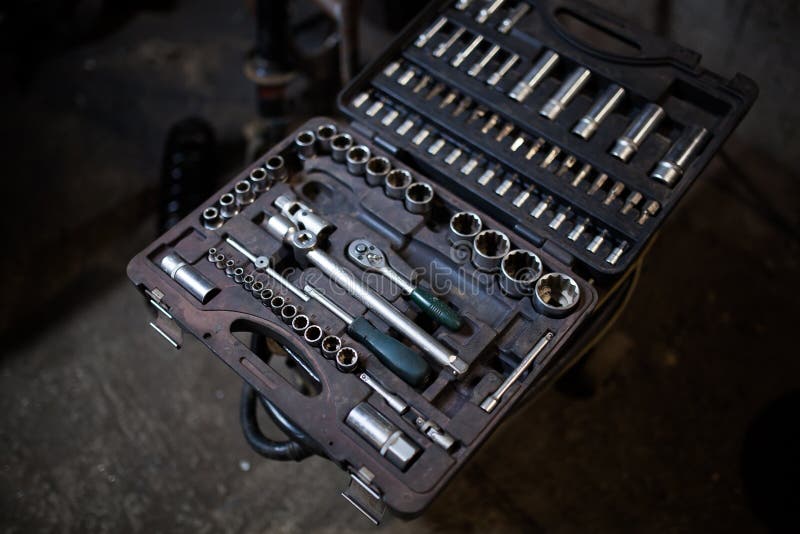 A Set of Tools for Repair in Garage Stock Image - Image of garage, auto ...