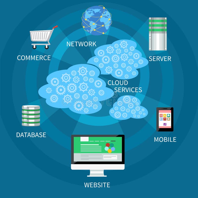 Set of Tools for Saving Information Online Stock Vector - Illustration ...