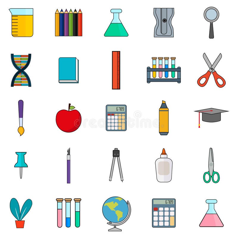 Set tools school stock vector. Illustration of building - 205220087