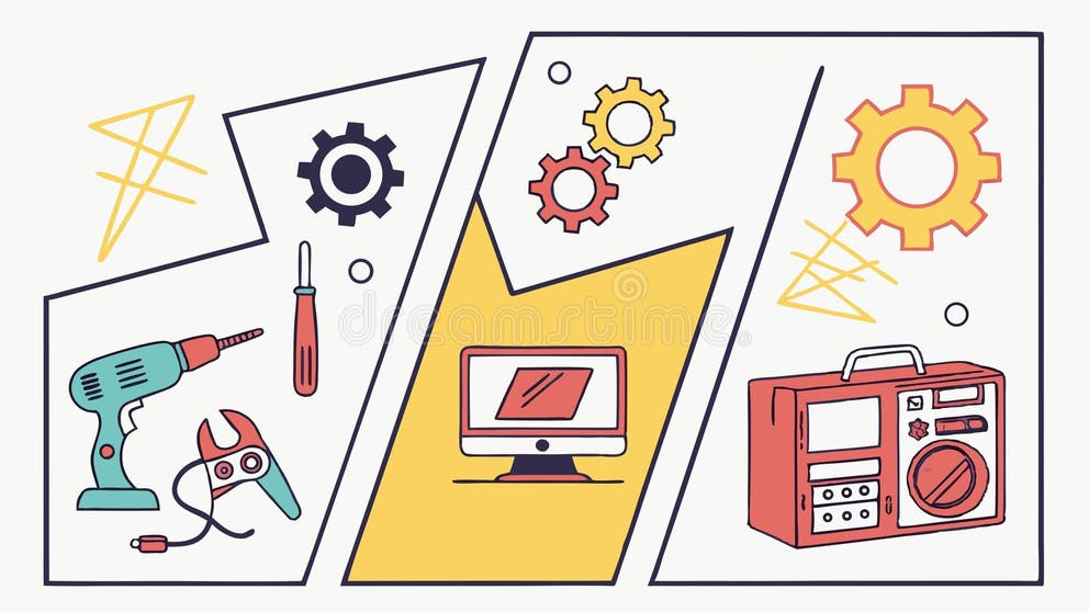 Set of Tools and Technology Icons for Work and Repair, Vector Design ...