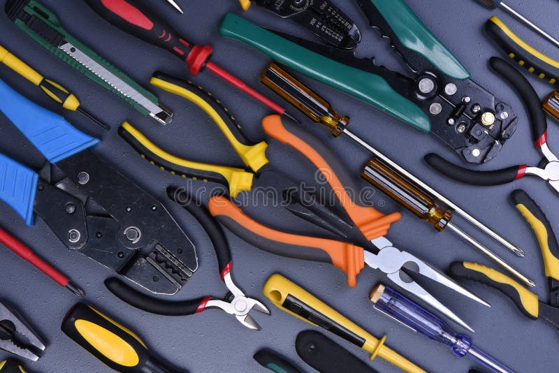 Set of Tools To Electrical Installations Stock Image - Image of ...