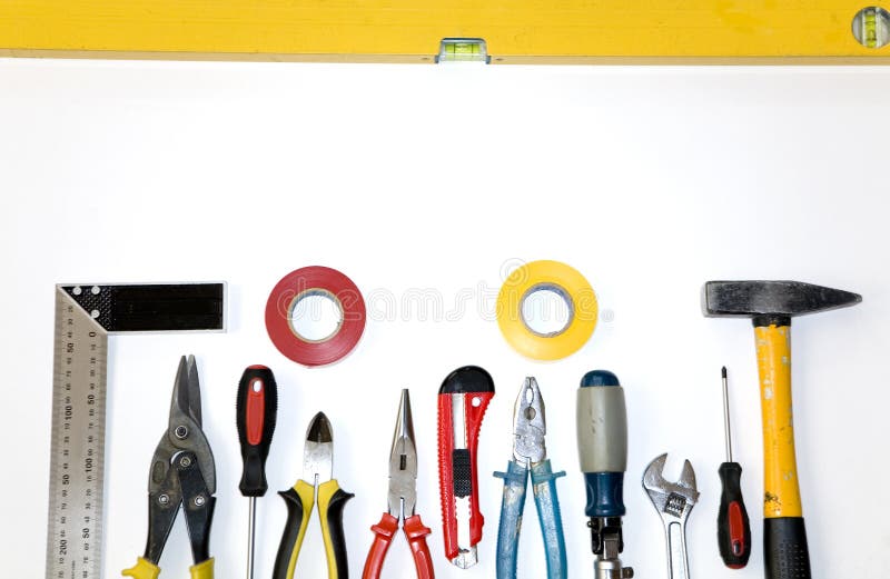 Set of Tools on White Background Stock Image - Image of instruments ...