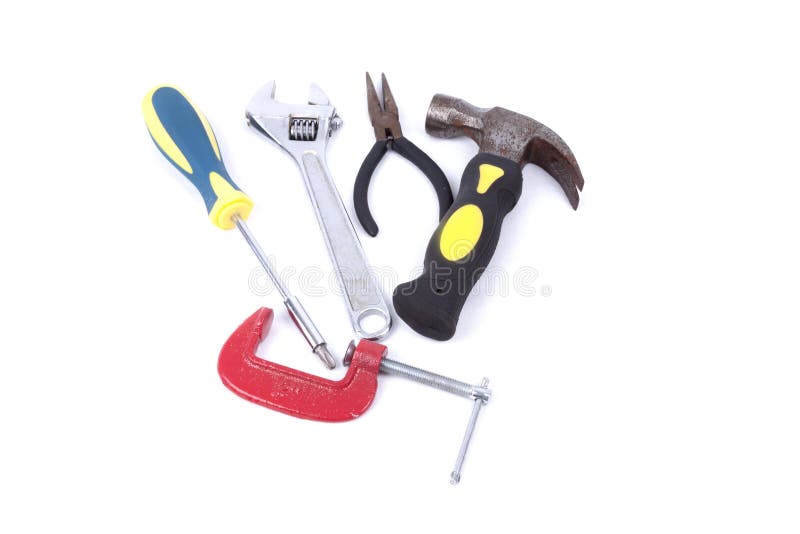 Set of Tools on a White Background Stock Image - Image of equipment ...