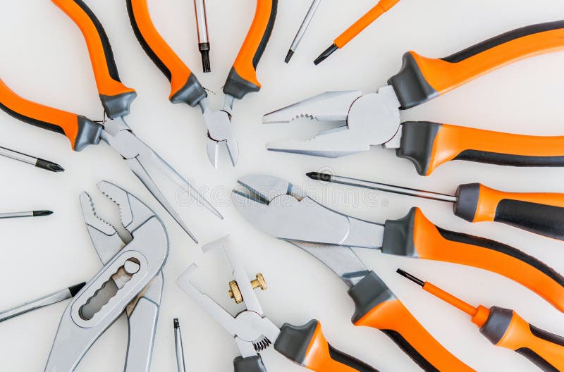 Set of Tools on White stock photo. Image of cutter, pliers - 64397818