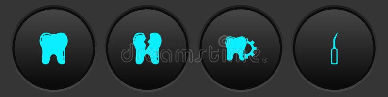 Set Tooth, Broken Tooth, Treatment Procedure and Dental Explorer Scaler ...