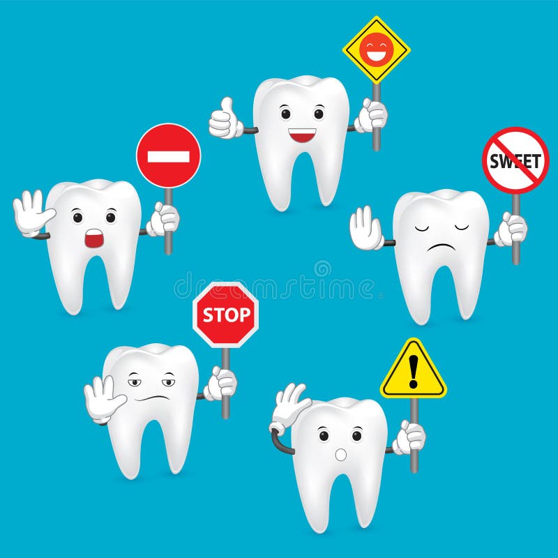 Set of Tooth Holding Marks Sign. Stock Vector - Illustration of message ...
