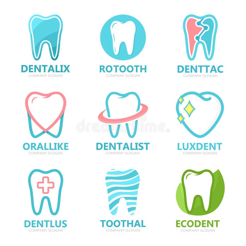 Set of Tooth Logo Design Template. Stock Vector - Illustration of ...