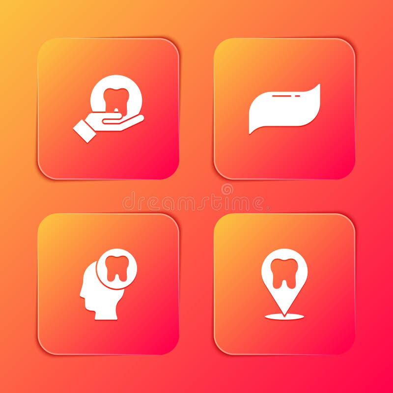 Set Tooth, Toothpaste, Human Head with Tooth and Dental Clinic Location ...