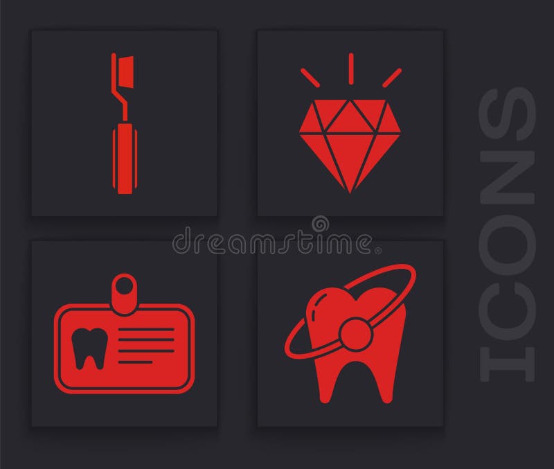 Set Tooth, Id Card with Tooth, Dental Implant and Clipboard with Dental ...