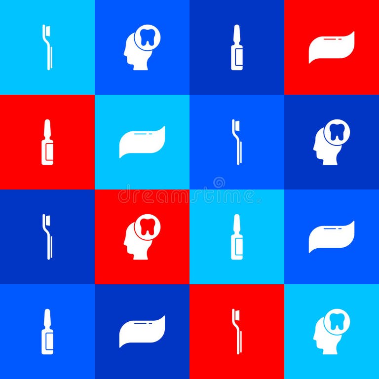 Set Toothbrush, Human Head with Tooth, Painkiller Tablet and Toothpaste ...