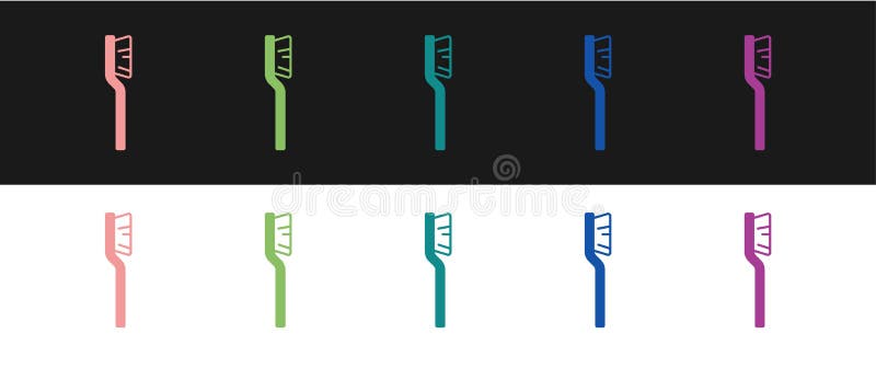 Set Toothbrush Icon Isolated on Black and White Background. Vector ...
