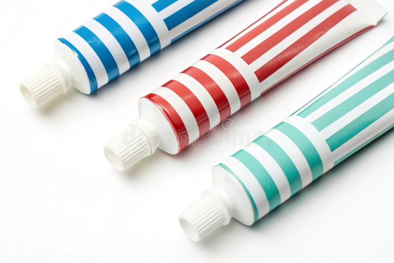 Set of Toothpaste Isolated on White Background - Striped Toothpaste ...