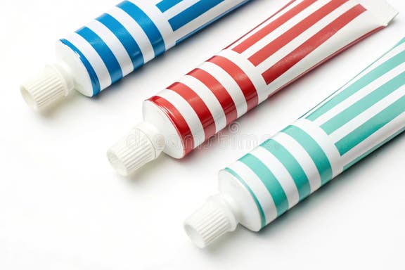 Set of Toothpaste Isolated on White Background - Striped Toothpaste ...