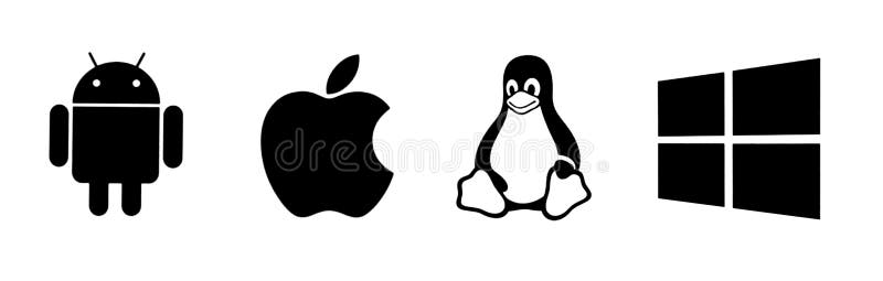 Set of Top Brand Operating System Microsoft Linux Android Apple Symbols ...