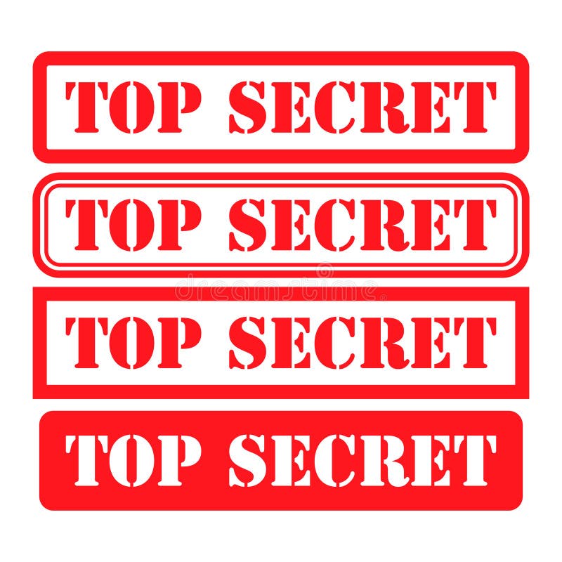 Set of Top Secret Stamp Symbol, Label Sticker Sign Button, Text Banner ...