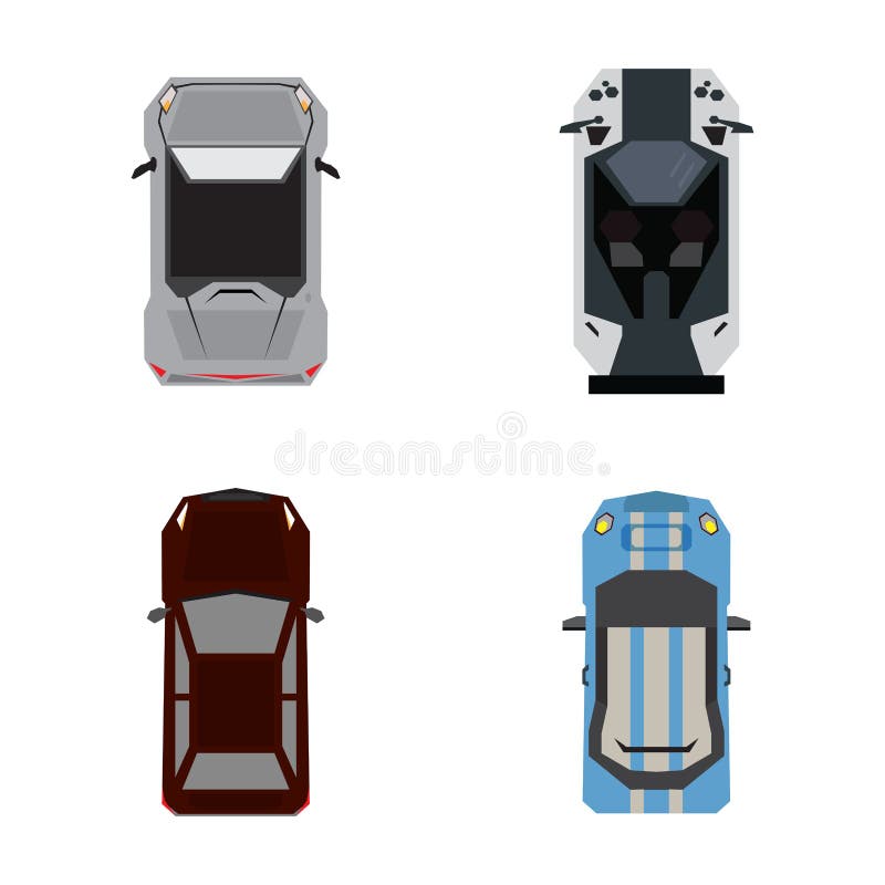 Set of top views of cars stock vector. Illustration of roof - 96406682
