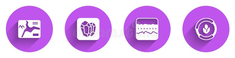 Set Topographic Map, Gem Stone, Soil Ground Layers and Analysis Icon ...