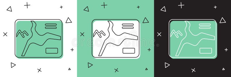 Set Topographic Map with Route and Coordinates Icon Isolated on White ...