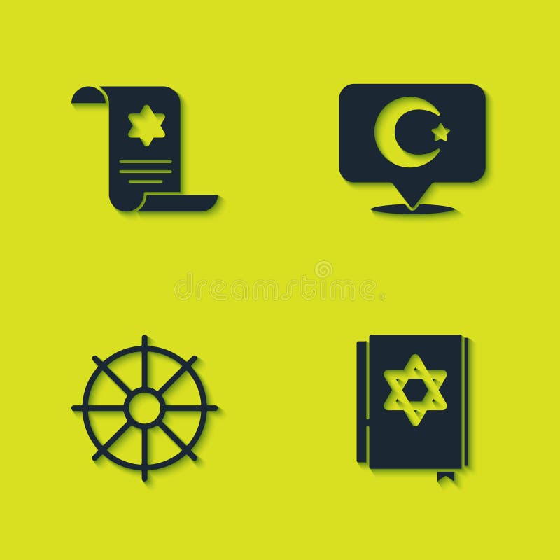 Set Torah Scroll Jewish Torah Book Dharma Wheels and Star and Crescent ...