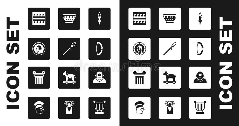 Set Torch Flame, Medieval Spear, Ancient Greek Coin, Pattern, Bow ...