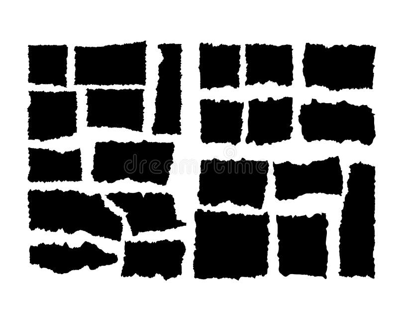 Set of Torn Black Paper with Ripped Edges, Torn Sheets for Design ...