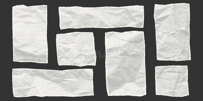 Set of Torn Crumpled Paper in the Form of Uneven Rectangle. Elements ...