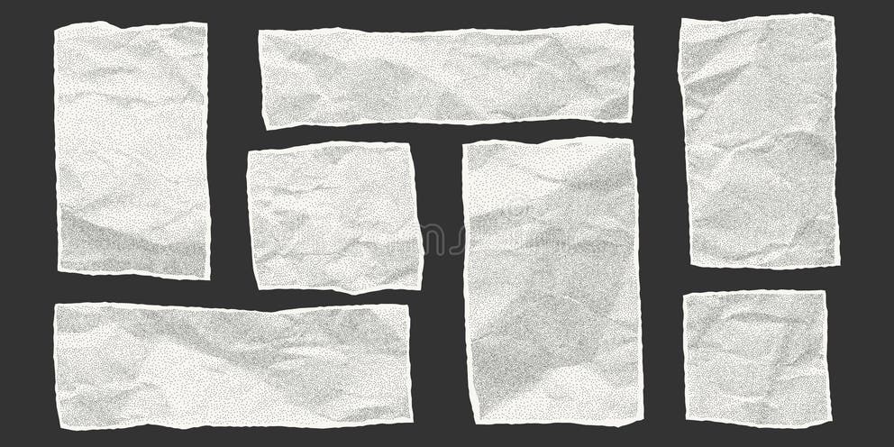 Set of Torn Crumpled Paper in the Form of Uneven Rectangle. Elements ...