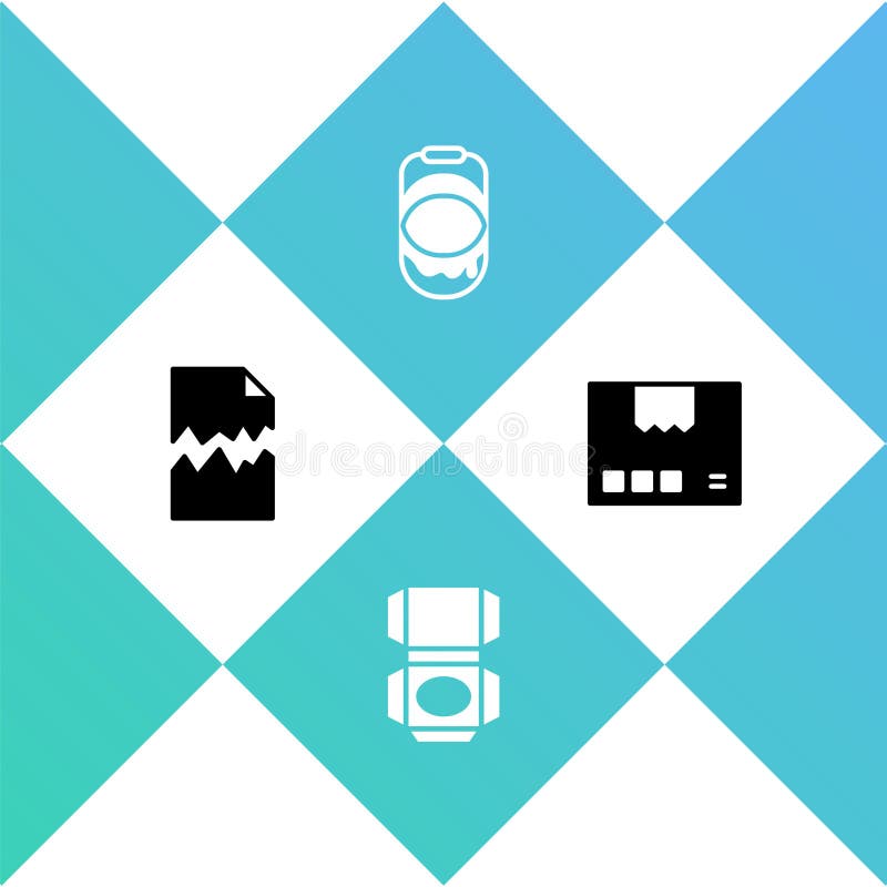 Set Torn Document Carton Karton Verfemmer En Pictogram. Vector Vector ...
