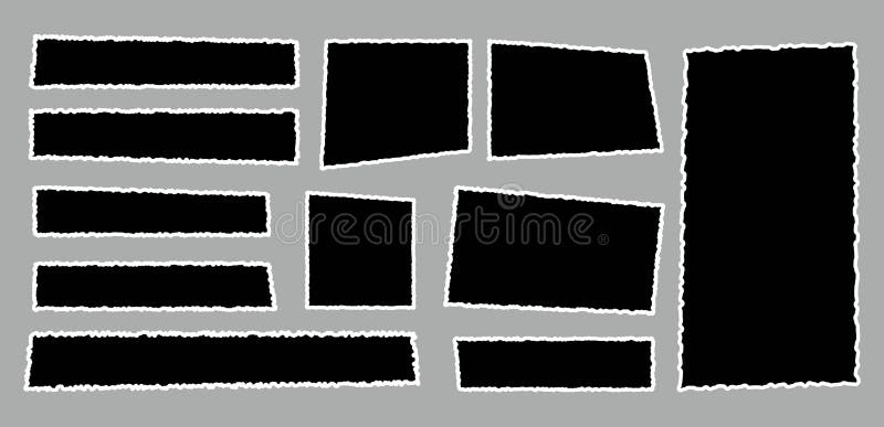 Set of Torn Empty Pieces Paper Sheets with Jagged Edges. Scraps of ...