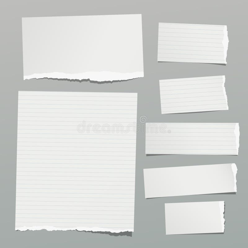 Set Of Torn Note, Notebook Lined And Blank Paper Sheets, Strips Stuck ...