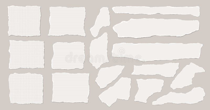 Set of Torn Note Paper Pieces are on Light Brown Background for Text ...