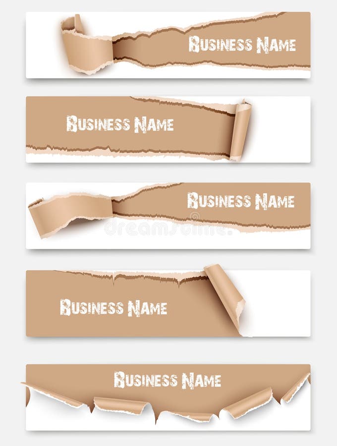 Set of Torn Paper Banners. Vector Stock Vector - Illustration of note ...