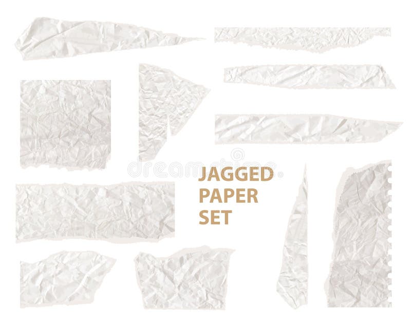 Set of Torn Paper Pieces. White Grunge Jagged Borders, Corners and ...