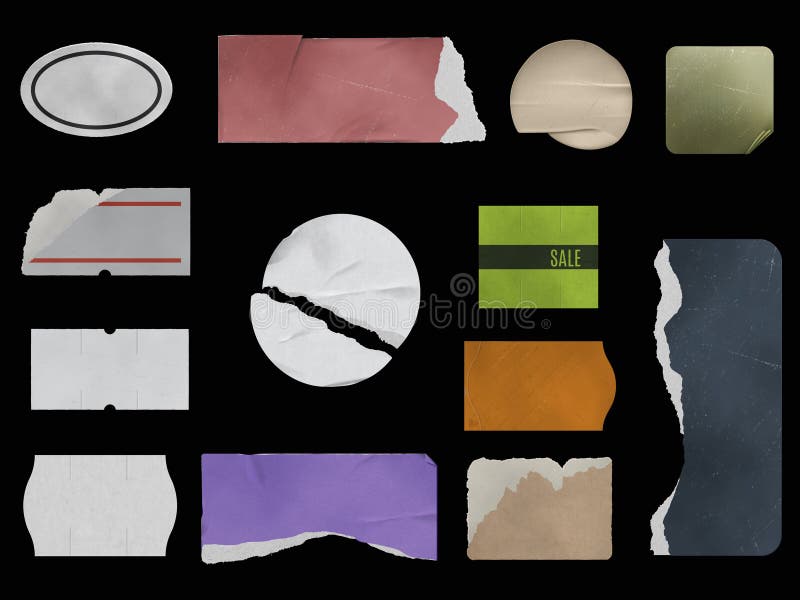 Torn Paper and Stickers Vector Illustration Set Stock Vector ...