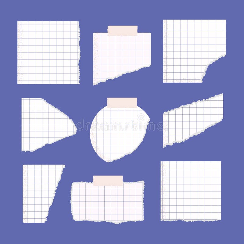 Set of Torn, Ripped White Lined, Scetchbook, Math Note, Notebook Paper ...