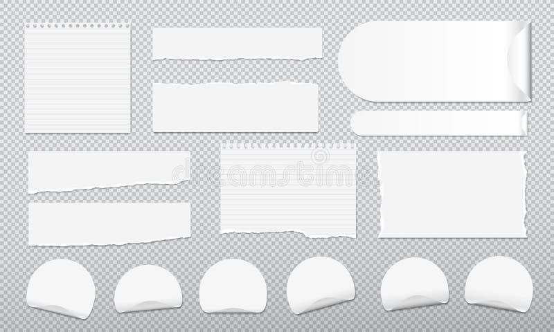 Set of Torn, Ripped White Paper Strips, Lined Notebook Sheet with Soft ...