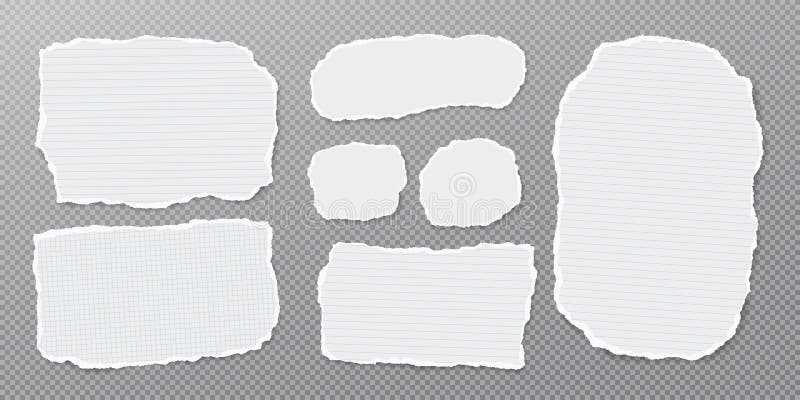 Set of Torn White Lined Note Paper, Pieces with Sticky Tape are on Grey ... Set of Torn White Lined Note Paper, Pieces with Sticky Tape are on Grey ...