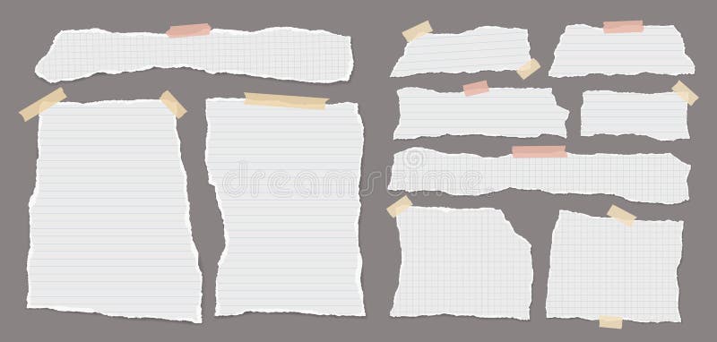 Set of Torn White Note Paper Pieces are on Brown Background for Text ...
