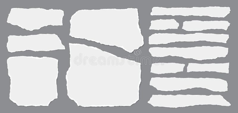 Set of Torn White Note Paper Pieces are on Brown Background for Text ...