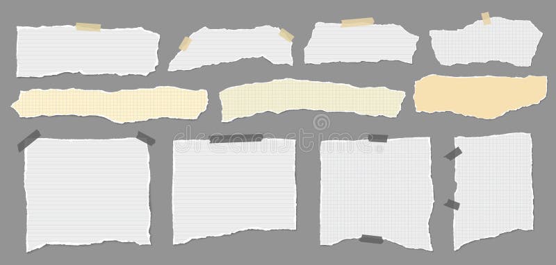 Set of Torn White Note Paper Pieces are on Brown Background for Text ...
