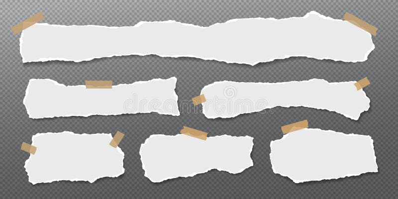 Set of Torn White Note Paper Pieces are on Dark Grey Background for ...