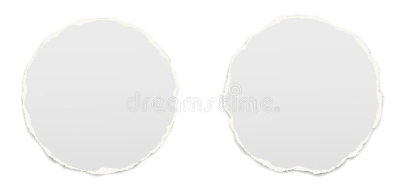 Set of Torn White Round Note, Notebook Paper Pieces Stuck on White ...