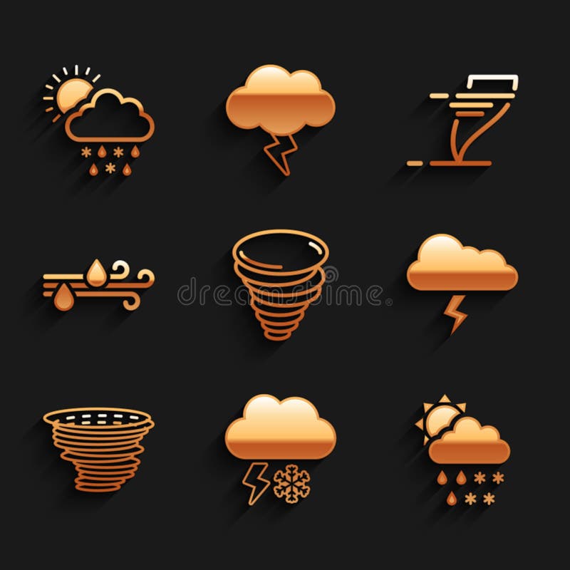 Set Tornado, Cloud with Snow and Lightning, Snow, Rain, Sun, Storm ...