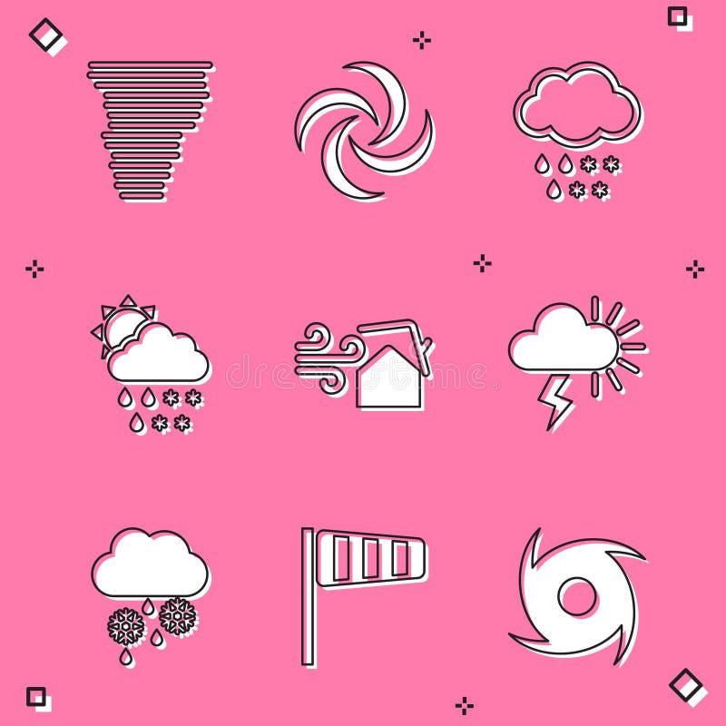 Set Tornado, Cloud with Snow and Rain, Snow, Rain, Sun, Swirl, Storm ... Set Tornado, Cloud with Snow and Rain, Snow, Rain, Sun, Swirl, Storm ...