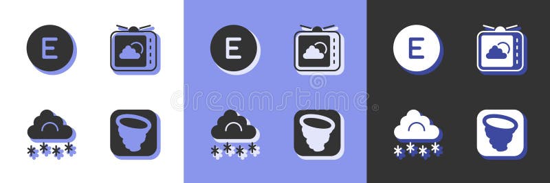 Set Tornado, Compass West, Cloud with Snow and Weather Forecast Icon ... Set Tornado, Compass West, Cloud with Snow and Weather Forecast Icon ...