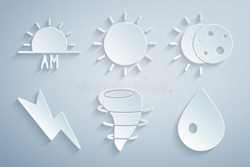 Set Tornado, Eclipse of the Sun, Lightning Bolt, Water Drop, Sun and ...