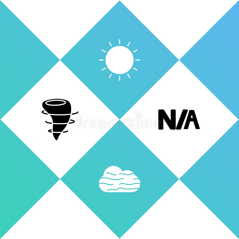 Set Tornado, Fog and Cloud, Sun and Not Applicable Icon. Vector Stock ...