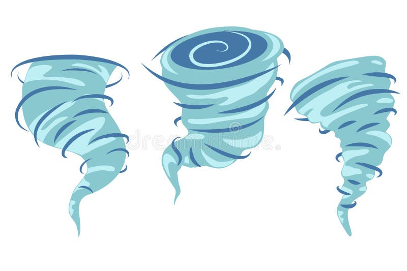 Set Tornado Line Art Shape Vector Illustration. Hurricane Hand Drawn ...