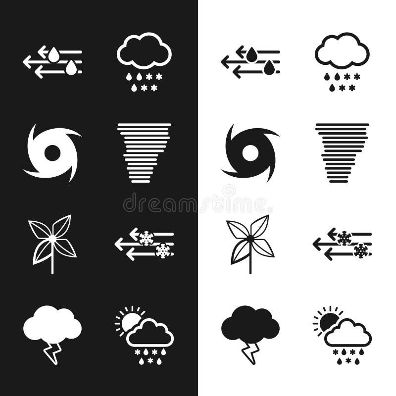 Set Tornado, Wind and Rain, Cloud with Snow, Pinwheel, Sun and Storm ...