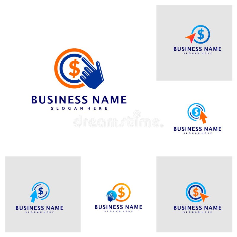 Set of Touch Money Logo Design Concept Vector. Online Coin Logo ...